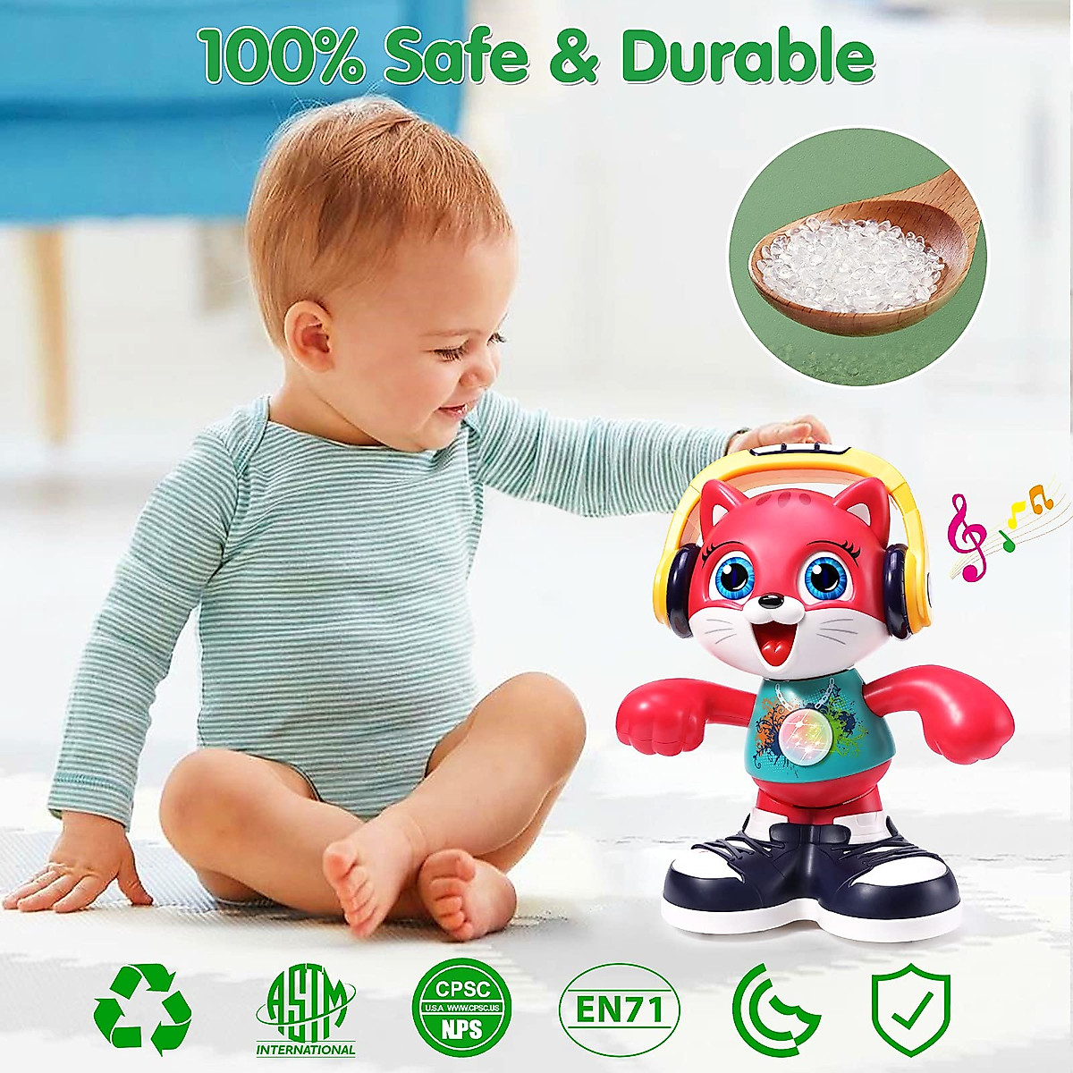 Baby Toys 12-18 Months Dancing Cat Toys for 1 Year Old Boys Girls with Music & Recording Kids Interactive Early Learning Educational Toddler Toys for 1 2 3 Year Old Boys Girls Birthday Xmas Gift