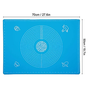 Silicone Dough Mats, Non-Slip Pastry Mats Kneading Mat with Scales Measurement Large Non Stick Kitchen Baking Mat for Rolling Kneading Dough 50 * 70 cm (Blue)