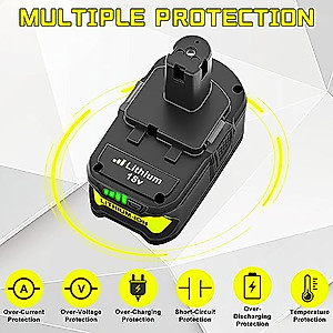 Upgraded 6.0Ah P108 Replacement Battery Compatible with Ryobi 18V Battery Lithium P108 P102 P103 P104 P105 P107 P109 P122 for 18 Volt Cordless Power Tools(Green)