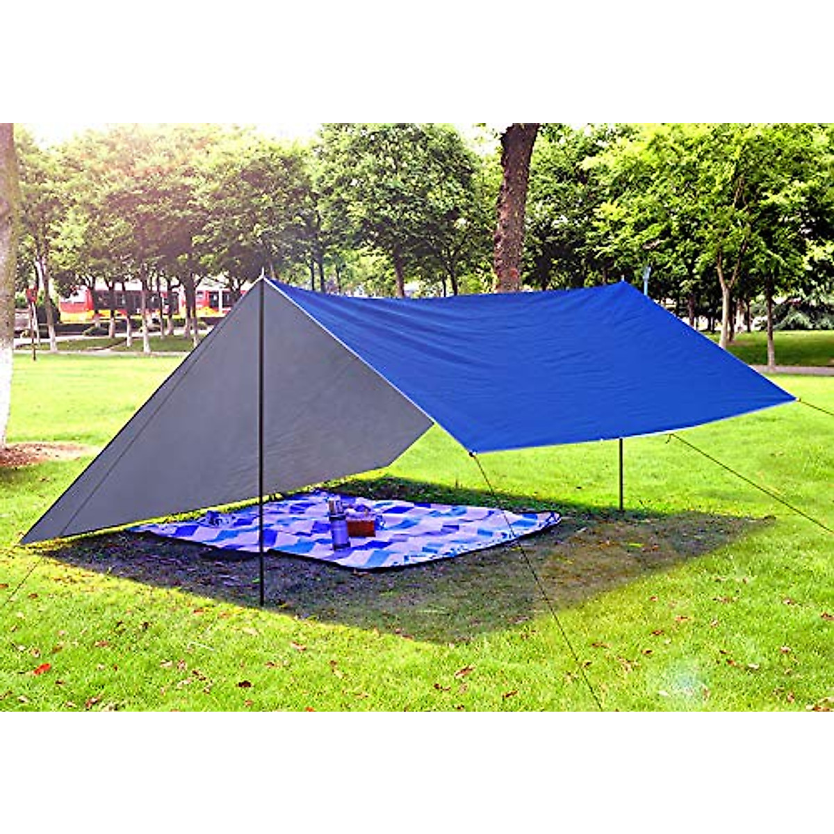 Sutekus Camping Tarp Rain Fly Tarp Waterproof Tent Tarp Lightweight Ripstop Fabric 12FT Extra Large Tarp (Khaki)