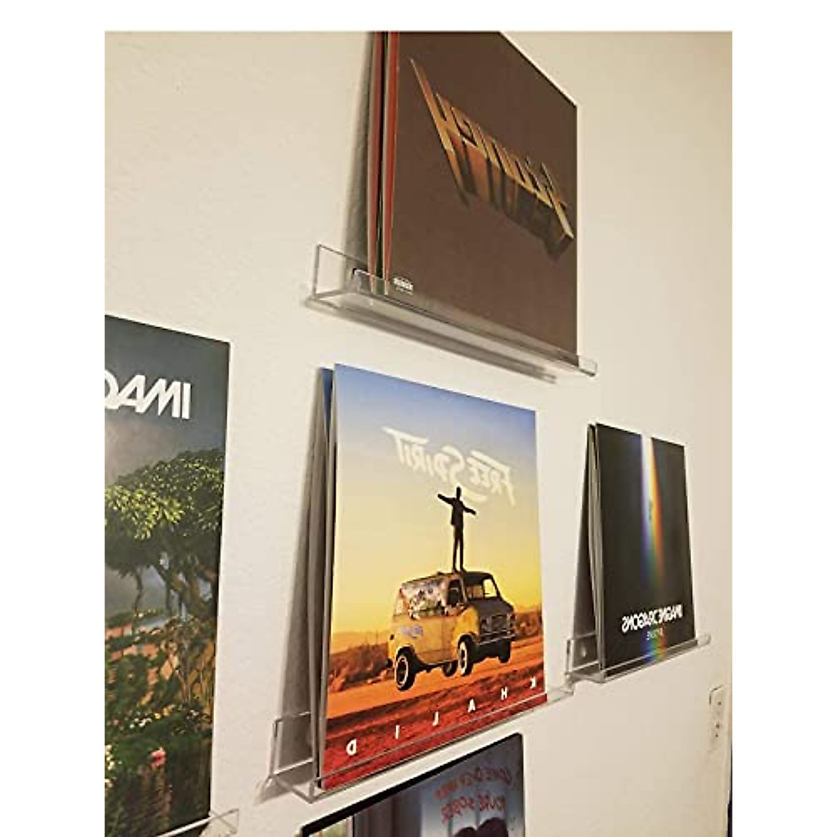 MetFun 3 Pack Vinyl Record Wall Mount Holder-12 Inch Clear Acrylic Shelf For Vinyl Record Display - Floating Book Shelves For Kids Room