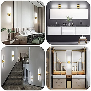 Ralbay Gold Bathroom Vanity Lights Fixtures Over Mirror 24 inch Modern LED Acrylic Gold Bathroom Wall Mounted Lighting Bar 22W 5500K White Light