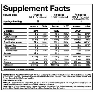 ALLMAX ALLMASS, Vanilla - 12 lb - Advanced Muscle Gainer - Up to 80 Grams of Protein Per Serving - 5:1 Carb-to-Protein Ratio - Zero Trans Fat - Up to 57 Servings