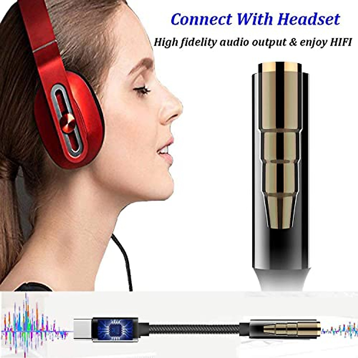 USB C to 3.5mm Pixel 2 Headphone Jack Adapter, Sartyee Nylon Braided DAC Chipset Type C to 3.5mm Audio Adapter USB C to 3.5mm with Realtek Noise Reduction Chip for Pixel 2/XL, HTC U11, Essential ph-1