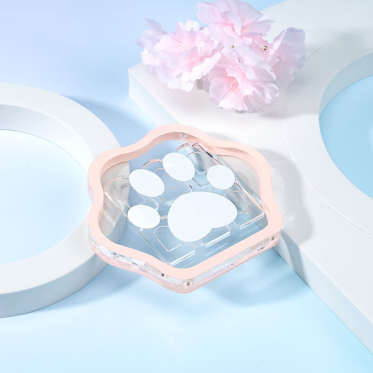 YOCORE Cute Cat Paw Game Card Case Compatible with Nintendo Switch- Transparent Hard Shell Game Card Holder for Switch Card Storage with 6 Game Card Slots Cartridge