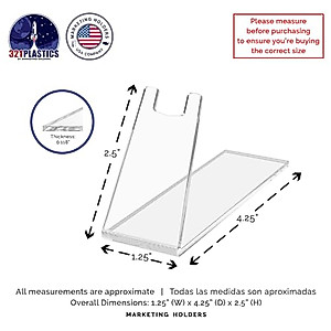 Marketing Holders Acrylic Small Gun Stand Model Toy Display 1.25" Inch Wide x 4.25" Inch Deep Clear Plexiglass Platform for Retail Tabletops DIY Artists and Crafters