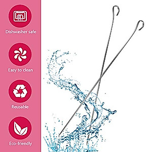 Stainless Steel Kabob Skewers 14", Luxiv 12 Pcs Metal BBQ Skewers Grilling Skewers Sets Reusable Outdoor Barbecue Skewers for Meat, Vegetables