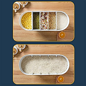 5-Grid Rice Dispenser, 20Lbs Rice Storage Container Cereal Dispenser Wall Mounted Dry Food Storage Containers Airtight Food Storage Containers for Pantry Rice Cup for Kitchen Organization and Storage