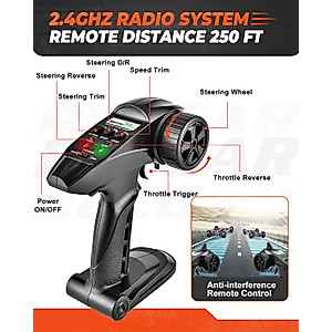 BEZGAR HM165 Brushless Hobby Grade 1:16 Scale Remote Control Truck - 2.4GHz High Speed 52kmh All Terrains Off Road RC Truck 4WD Car Crawler with 2 Rechargeable Batteries for Boys Kids and Adults