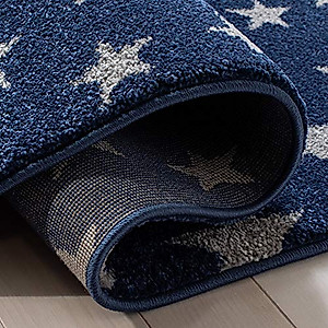 SAFAVIEH Carousel Kids Collection Accent Rug - 4' x 6', Navy & Grey, Non-Shedding & Easy Care, Ideal for High Traffic Areas for Boys & Girls in Playroom, Nursery, Bedroom (CRK135N)
