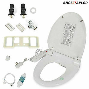 RustyVioum Electric Smart Toilet Seat, 1300W Auto Deodorization Elongated Heated Toilet Seat, Smart Bidet Toilet Seat Cleaning Bidet Cover 2 Nozzle & Air Dryer & Heated, White