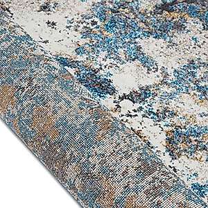 LUXE WEAVERS Rug - Persian Rugs 6490 Abstract Area Rug - Modern Design, Medium Pile, Turquoise / Size 5 x 7