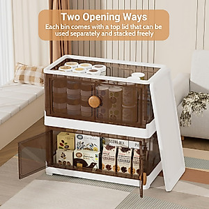 SIRIRIC Large Storage Bins with Lids, Stackable Storage Containers, Closet Organizers and Storage, 4 Packs x 23Gal Storage Bins, Folding Storage box with Doors and Wheels