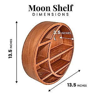MAROQUE Crescent Moon Shelf for Crystals - Crystal Wall Decor, Crystal Shelf Display, Moon Shelves, Boho Shelves Essential Oil Shelf, Wooden Moon Shelf, Crystal Display Shelf, Moon Decor, Wiccan Decor