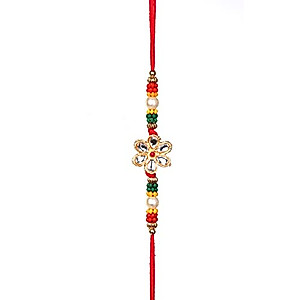 spelerio Bhaiya and Bhabhi Rakhi for Brother Rakshabandhan Thread Lumba Rakhi Floral with Pearl - Designer Lumba (Designer Lumba 4, Standard)