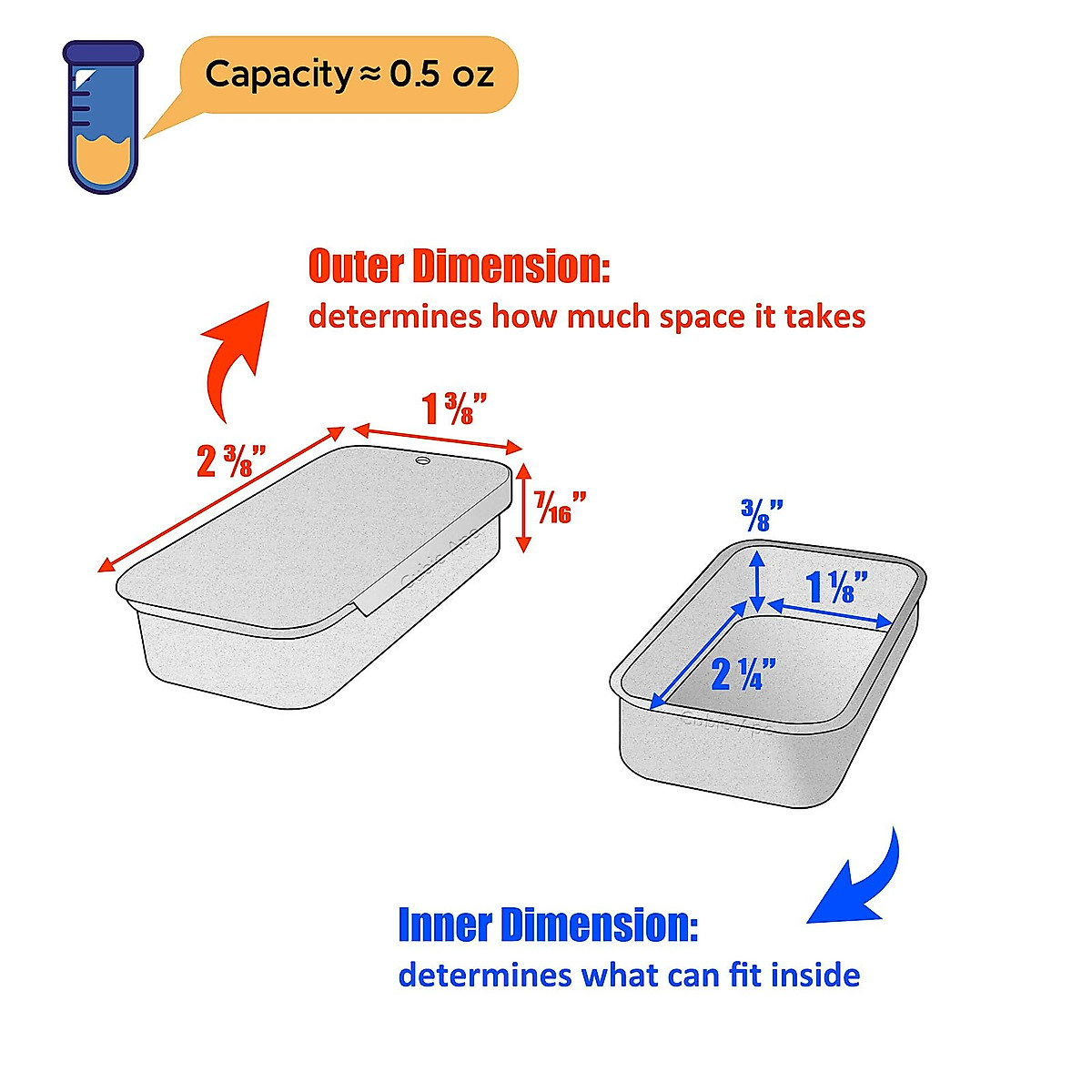 Cubic Ape Slide Top Tin Containers for Lip Balm, Solid Perfume (0.5 oz, 16-Pack, w/Labels) - (Small) Empty Cosmetics Metal Boxes with Sliding Lids (Frosted Silver)