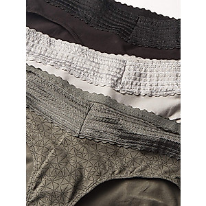 Warner's womens Blissful Benefits No Muffin Cotton Stretch Lace Multipack Hipster Panties, Stone Crystal Web/Platinum/Black, Large US