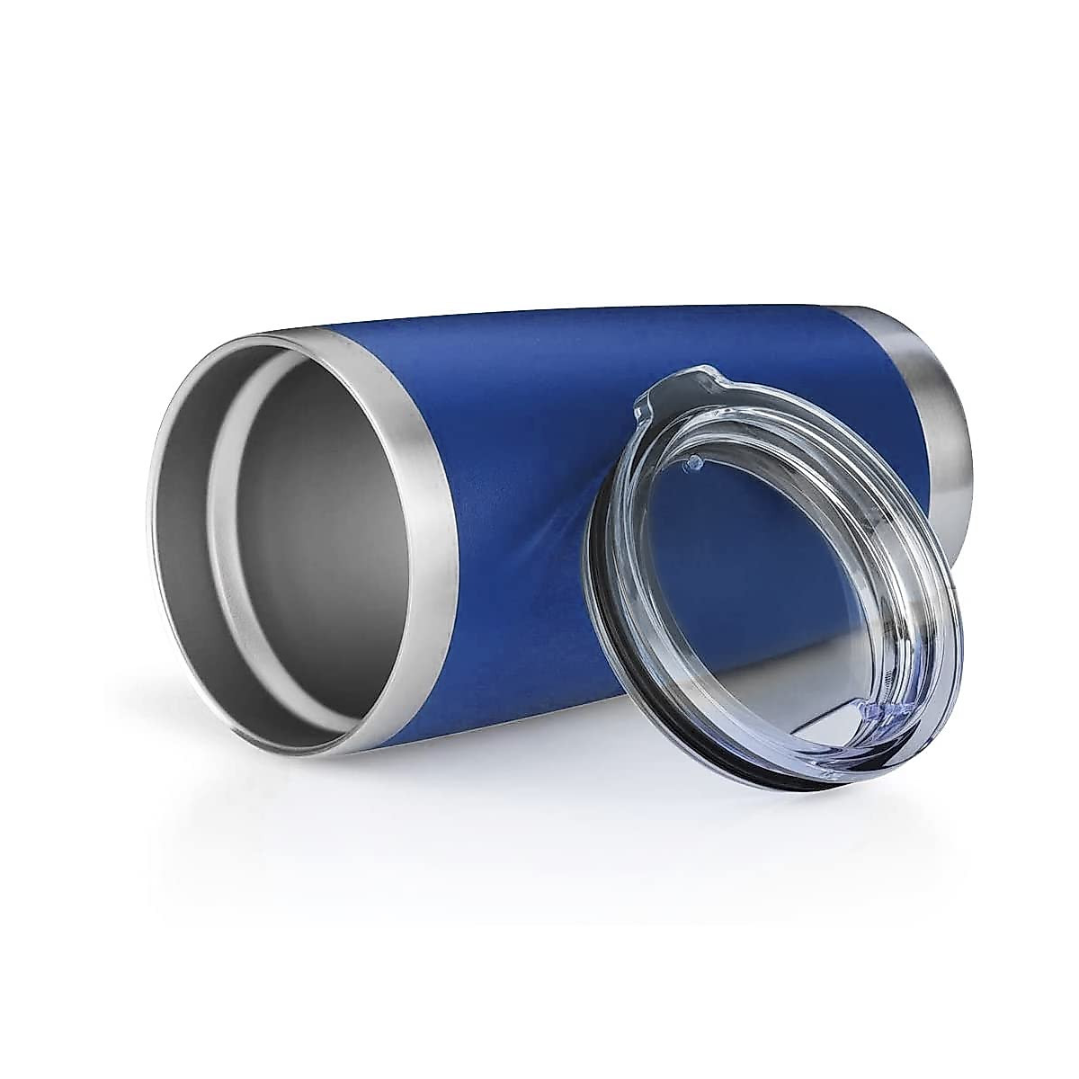 EcoMozz 20oz Tumbler Stainless Steel Vacuum Insulated Mug with Lid, Double Wall Travel Mug, Durable Powder Coated Coffee Cup, Suitable for Ice Drinks and Hot Beverage (New Blue 1 pack)