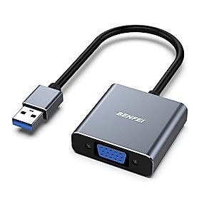 BENFEI USB 3.0 to VGA Adapter, USB 3.0 to VGA Male to Female Adapter for Windows 11, Windows 10, Windows 8.1, Windows 8, Windows 7(Not for Mac)