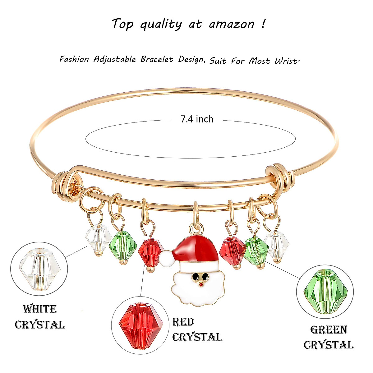 9 Pcs Christmas Expandable Charm Bracelet Thanksgiving Xmas Holiday Bracelets Jewelry Set for Women