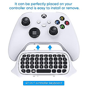FYOUNG Controller Keyboard for Xbox Series X/Series S/One/S/Controller Gamepad, 2.4Ghz Mini QWERTY Controller Keyboard Gaming Chatpad with Audio/Headset Jack for Xbox Series X/S Controller