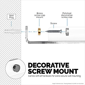 BRAINWAVZ 3-Pack Mixed Size Corner Shelf (8” 9.5” & 10”) for Speakers, Books, Decor, Plants, Cameras, Photos, Kitchen, Bathroom, Routers & More Universal Small Holder Acrylic Wall Shelves (Clear)