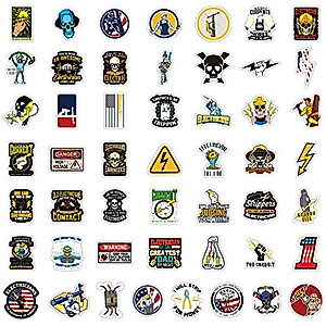 50pcs Electrician Stickers for Hard Hats, Funny Cool Waterproof Vinyl Decals for Helmet Tool Box Truck Vehicles Laptop Notebook Skateboard Motorcycle Bike Water Bottles