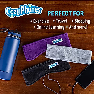 CozyPhones Sleep Headphones - Wireless Over Ear Headphones from Ultra Thin Cool Mesh Chordless Head Phones for Side Sleepers, Meditation, Running, Laptop, and Phone - Black Lycra
