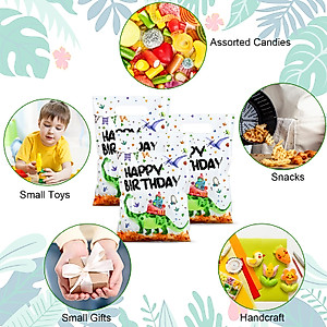 Colarr 50 Pieces Dinosaur Birthday Party Favor Bags Dinosaur Party Favor Bags Plastic Candy Goodie Bags Dino Theme Party Treat Bags for Kids Dinosaur Birthday Party Decorations Baby Shower Supplies