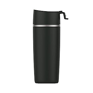 GoodBrew Flip Top - Insulated Coffee and Tea Press | Travel French Press Coffee Maker | No spilling and no liquid migration in the ground chamber | Perfect for Commuting, Camping or Traveling (15oz) (Long Black)