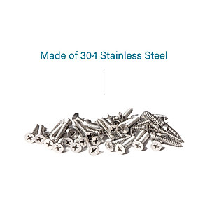 IMScrews 100pcs #8 x 1" (25mm) Stainless Flat Head Phillips Wood Screws 18-8 (304) Stainless Steel Countersunk Self Tapping Screws