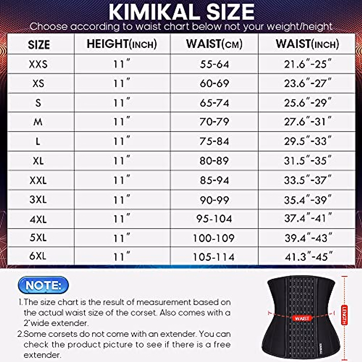 KIMIKAL Women Waist Trainer Corset Belt: Under Clothes Sport Tummy Control Long Torso Shapewear