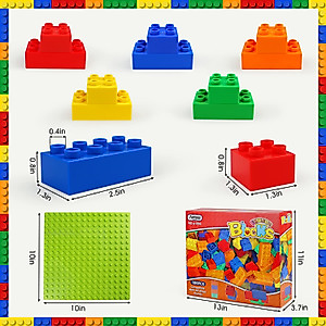 aotipol Building Blocks for Kids Toddlers Including a Baseplate, 101-piece Large Classic Building Bricks Set for Kids of All Ages, Basic STEM Toys Gift, Compatible with All Major Brands
