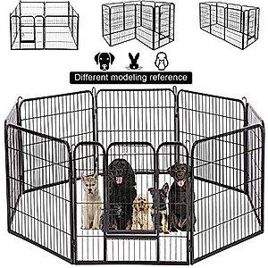 BestPet Dog Pen Extra Large Indoor Outdoor Dog Fence Playpen Heavy Duty 8 Panels 40 Inches Exercise Pen Dog Crate Cage Kennel Black
