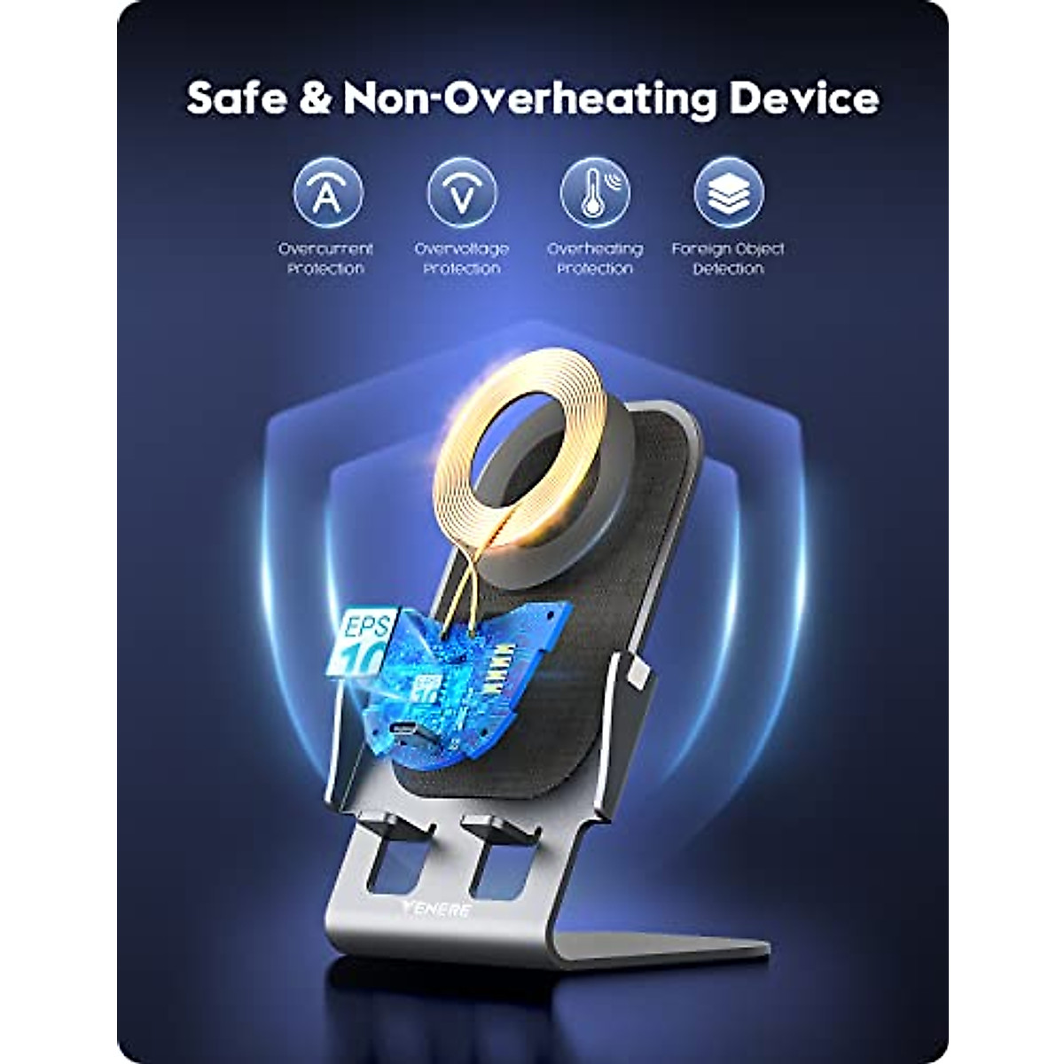 Wireless Charger, 15W Fast Wireless Charging, Ultra-Thin Aluminum Alloy Cell Phone Stand, Compatible with iPhone 14/13/12/11/X/8 Series, Samsung, Motorola, Huawei, OnePlus, Pixel, Qi Certified Device