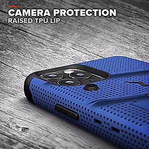 ZIZO Bolt Series iPhone 11 Pro Case - Heavy-Duty Military-Grade Drop Protection w/Kickstand Included Belt Clip Holster Tempered Glass Lanyard - Blue