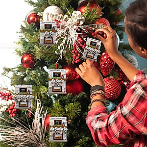 Personalized Christmas Ornaments 2023 Fireplace Mantle Family of 2/3/4/5/6 Custom Name Stockings Joy Ornament for Xmas Tree Decorations Gifts Keepsake - Family of 5