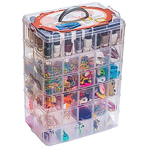 Sooyee 6 Layers Stackable Storage Container Clear 60 Adjustable Compartments,Compatible with Small Toys Arts and Crafts Piping Tips Hardware Storage Organizer