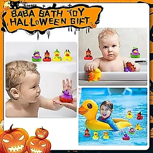 SCIONE 24 Pack Halloween Rubber Ducks Party Favors - 2 Inch Halloween Themed Decor Trick or Treat Supplies Goodie Bag Fillers Baby Showers Bath Toys for toddler Kids