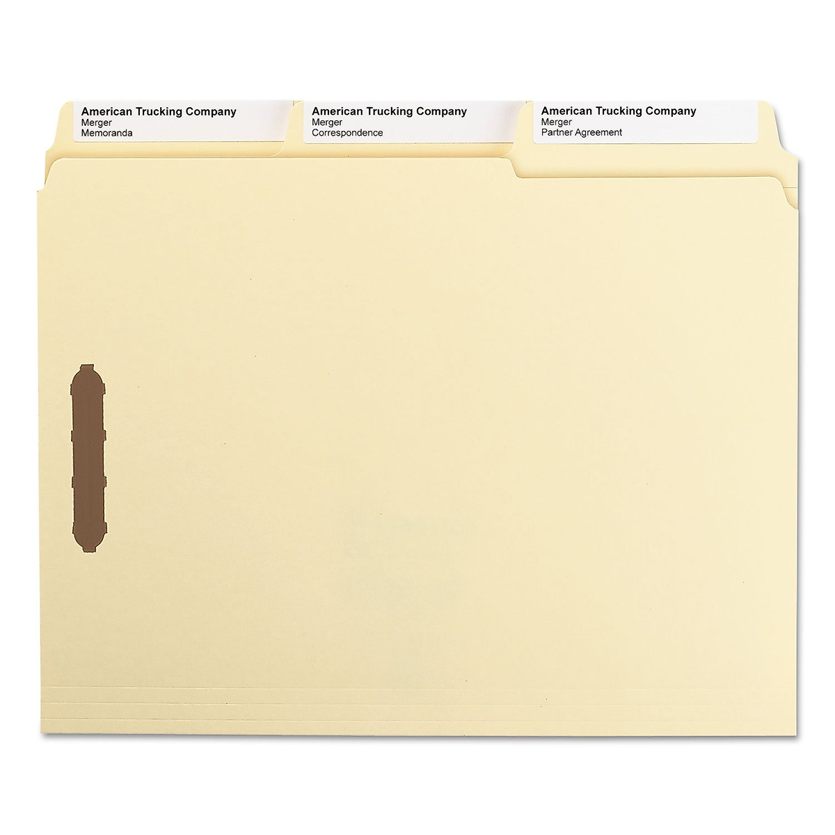 Smead SuperTab® Fastener File Folder, 2 Fasteners, Oversized Reinforced 1/3- Cut Tab, Guide Height, Letter Size, Manila, 50 Each per Box (14535)