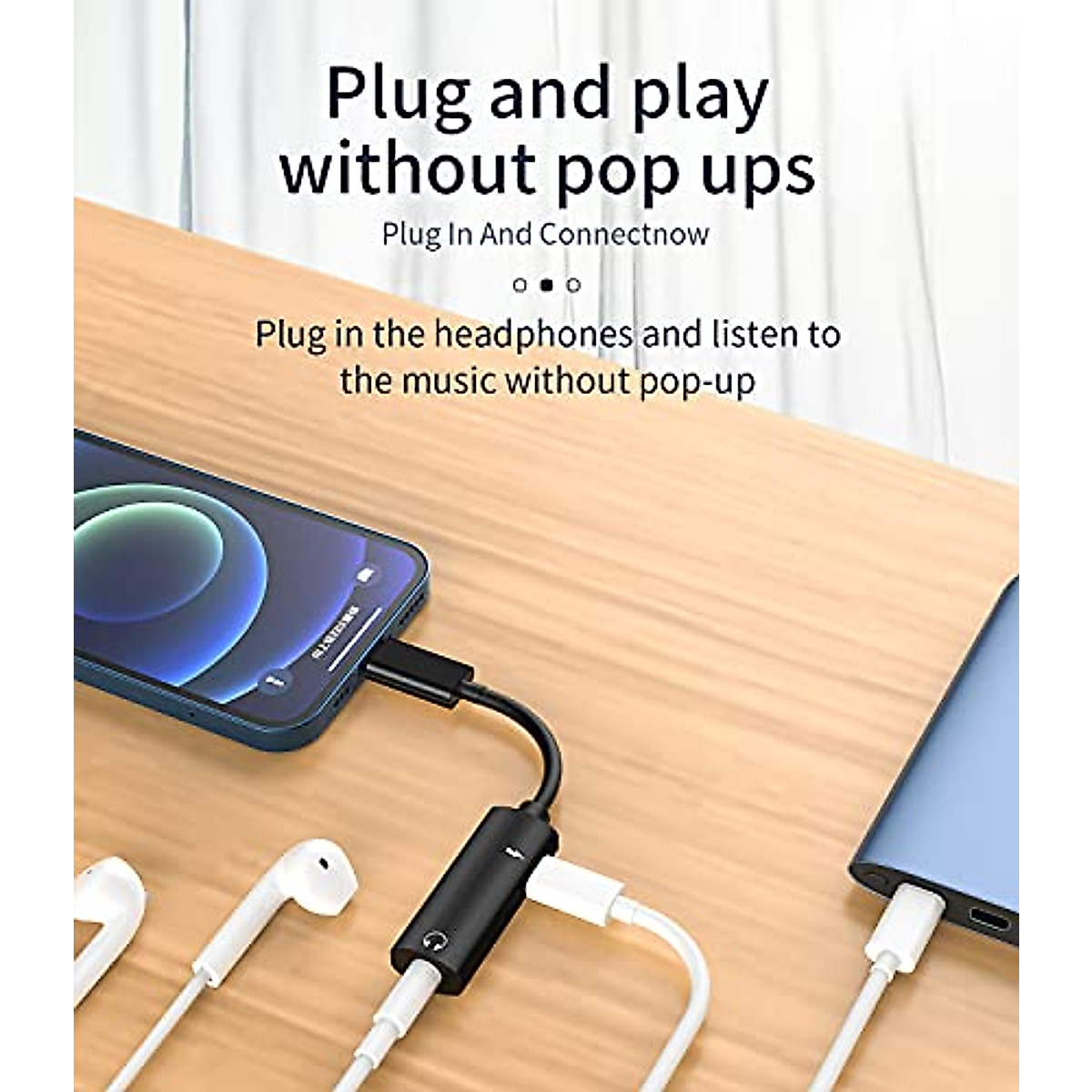Headphone Adapter for Lightning to 3.5mm AUX Audio Jack and Charger Dongle Earphone Splitter for iPhone 11 12 Mini pro max xs xr x se 7 8 Plus Ipad Air Power Charging Connector Apple MFI Certified