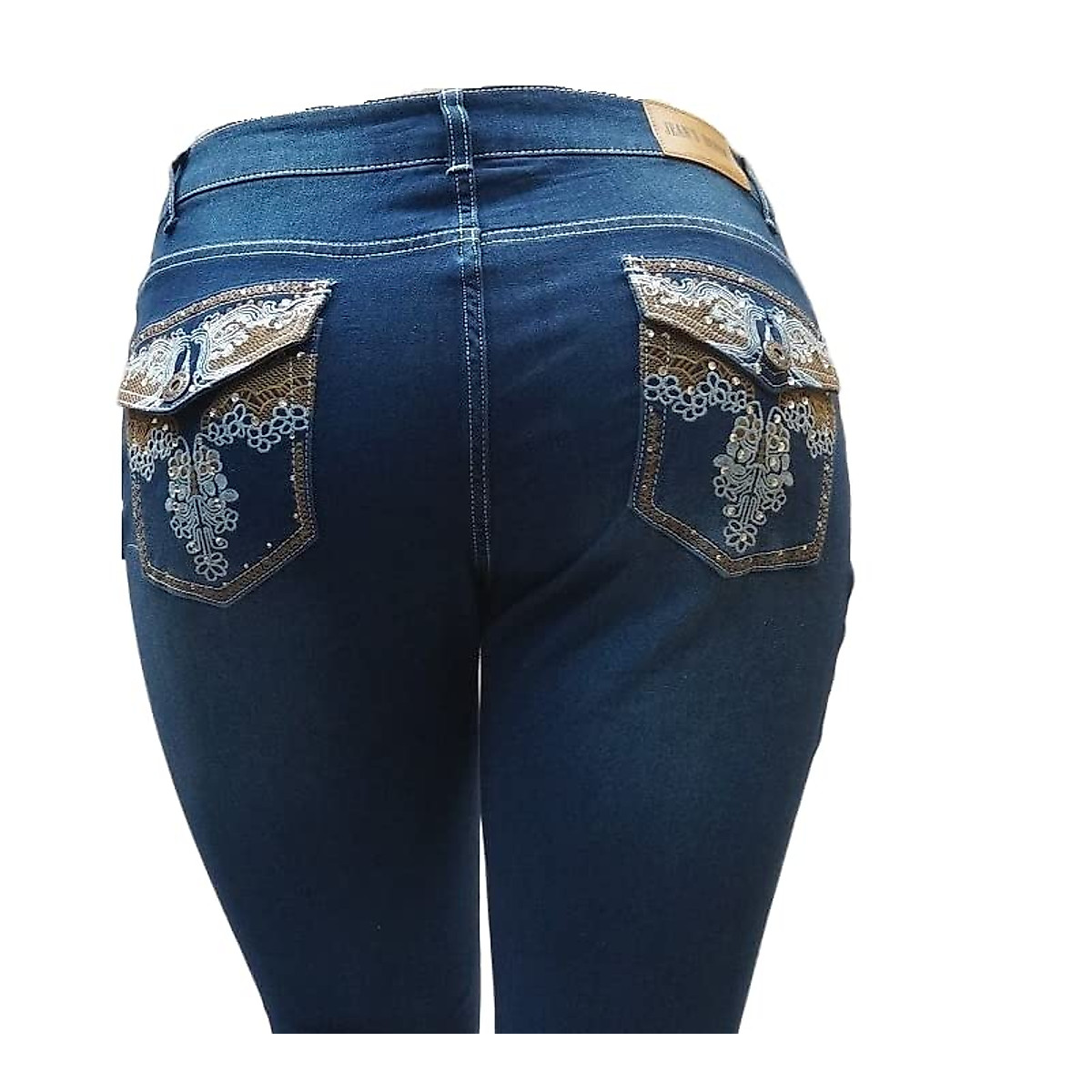 Jack David Womens Plus Size Bootcut/Straight/Skinny Leg Stretch Relaxed Fit Blue Denim Jeans Pants