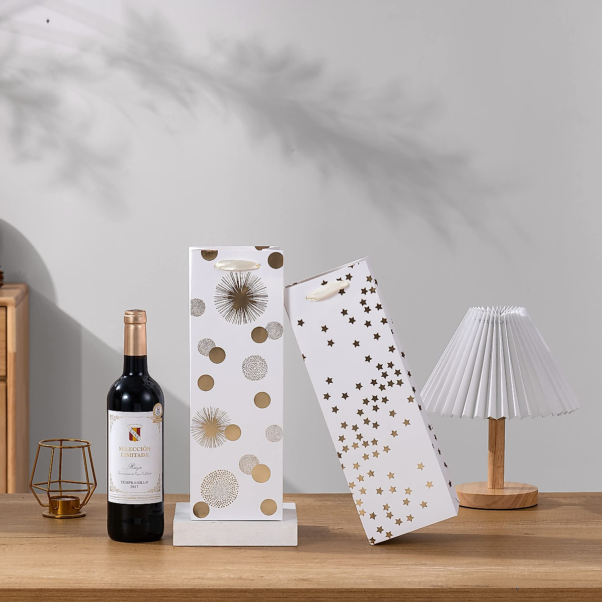 SHIPKEY 12 Pack of Wine Gift Bag, Bags Bulk for Wine Bottles, 13.7” Wine Bottle Bags for Thanksgiving, Halloween, Easter Day, Graduations, Weddings, Christmas, Mother's Day and other Holidays