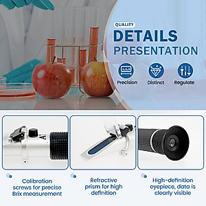 Brix Refractometer with ATC Brix 0 to 32 Portable Refractometer Handheld Honey Refractometer Accurate Brix Meter Easy to Use Brix Measurement Tool for Beer Wine Making