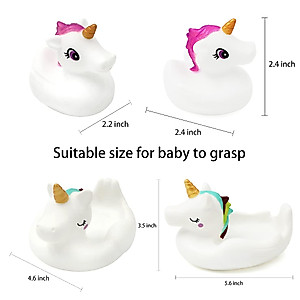 Baby Bath Toys,Cute Unicorn Bath Toys for Toddlers 1-3,Squirt Bathtub Toys for Boys Girls,Rubber Floating Shower Toys Gifts 4pcs Set