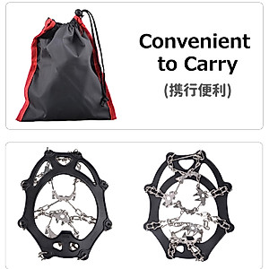 Azarxis Crampons Ice Traction Cleats Snow Grips for Boots Shoes with Anti Slip 24 Stainless Steel Spikes for Walking Climbing Hiking Ice Fishing for Men Women Kids (Black - M)