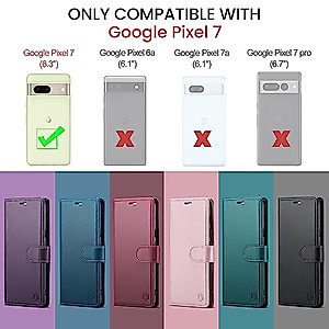 FLIPALM for Google Pixel 7 Wallet Case with RFID Blocking Credit Card Holder, PU Leather Folio Flip Kickstand Protective Shockproof Cover Women Men for Pixel 7 5G Phone case(Blue-Green)