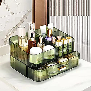 MIUOPUR Makeup Organizer with Stackable Drawers, Bathroom Vanity Organizers and Storage, Ideal for Desk and Dresser Countertops, Great for Cosmetics, skincare, Lipsticks, Nail Care -Green