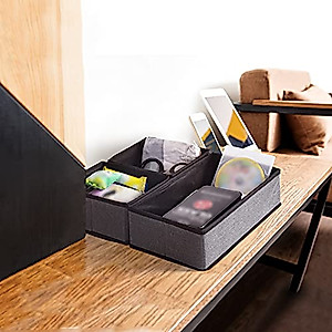 Utureal Set of 3 Foldable Storage Cubes, Fabric Storage Box Desk Organizers for Home and Office, Storage Bins for Cabinet Shelves Closet Drawer Organizing, Toys, Clothes Storage Container (Dark Grey)