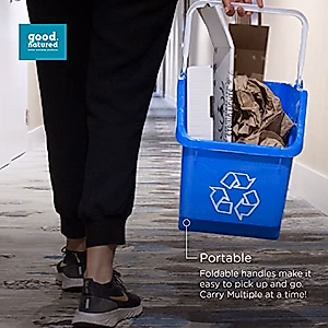 Good Natured Stackable Recycle Bin with Handle, 6 Gallon / 25 Liter - Ideal for Kitchen, Home & Indoor Use - Compact & Small Recycling Bin - Perfect for Recycling Cans, Blue Recycle Bin for Easy Trash Sorting